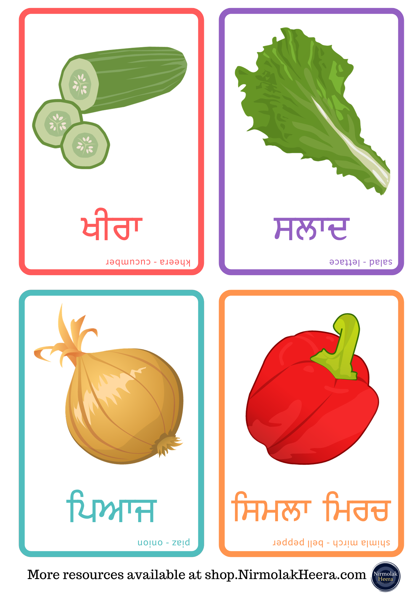 Fruit and Vegetables Flashcards [Digital Download] – Nirmolak Heera
